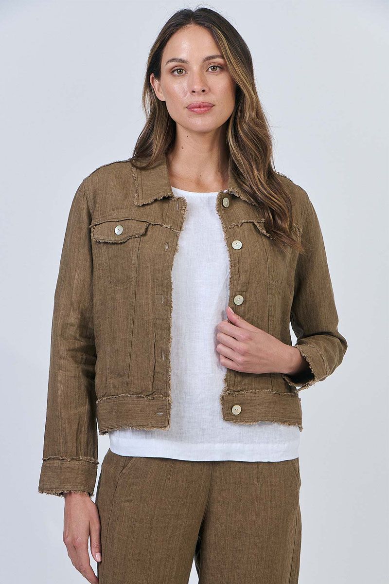 Reads Online Naturals Frayed Edge Jacket In Tobacco